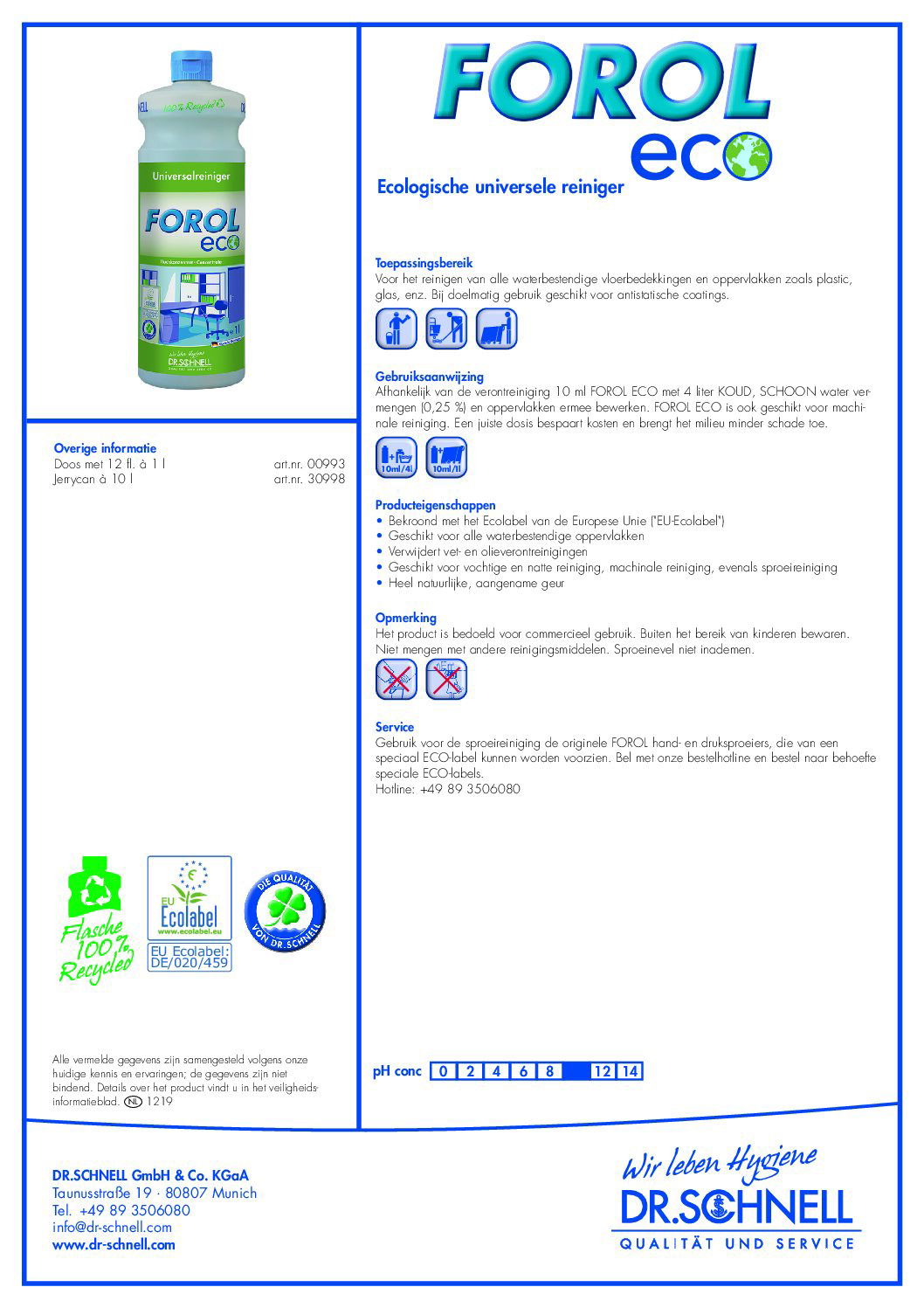 Dr. Schnell Forol ECO Universele Reiniger 1 liter - HygiëneLoods